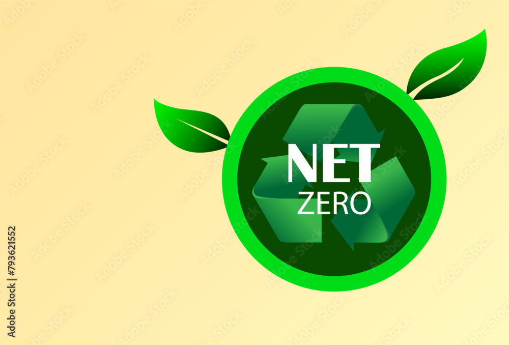 Net zero and carbon neutral concept. Green recycling symbol with the ...