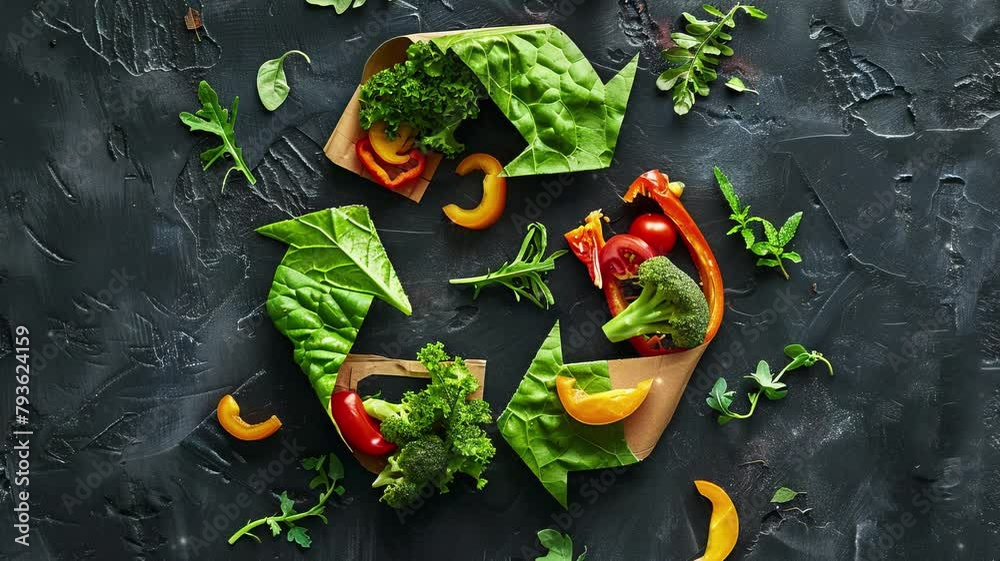 Earth Day. Recycle symbol made of leafy greenery. Conceptual recycling ...