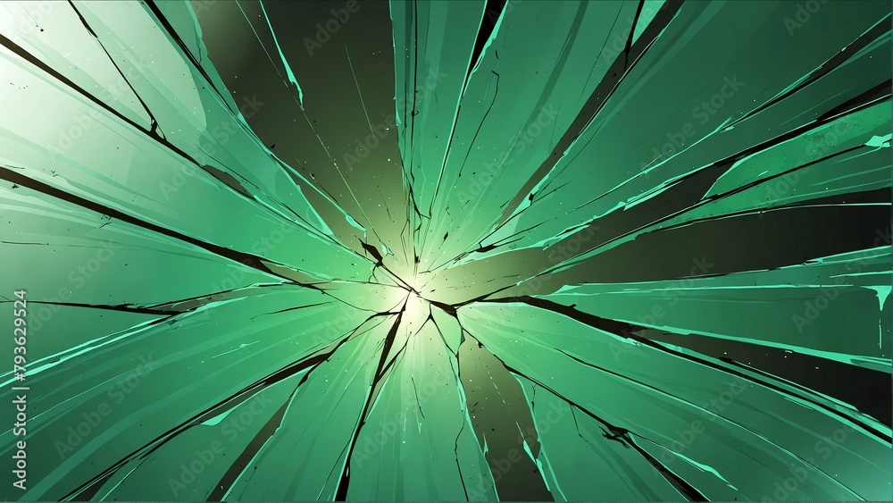 abstract green broken glass cracks mirror shatter effects anime cartoon ...