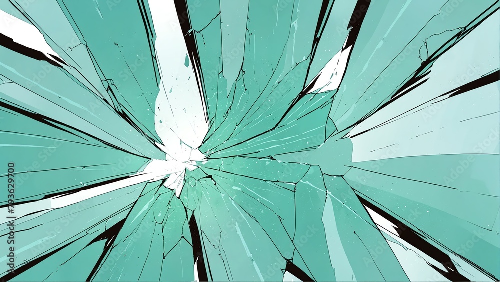 abstract mint green broken glass cracks mirror shatter effects anime ...