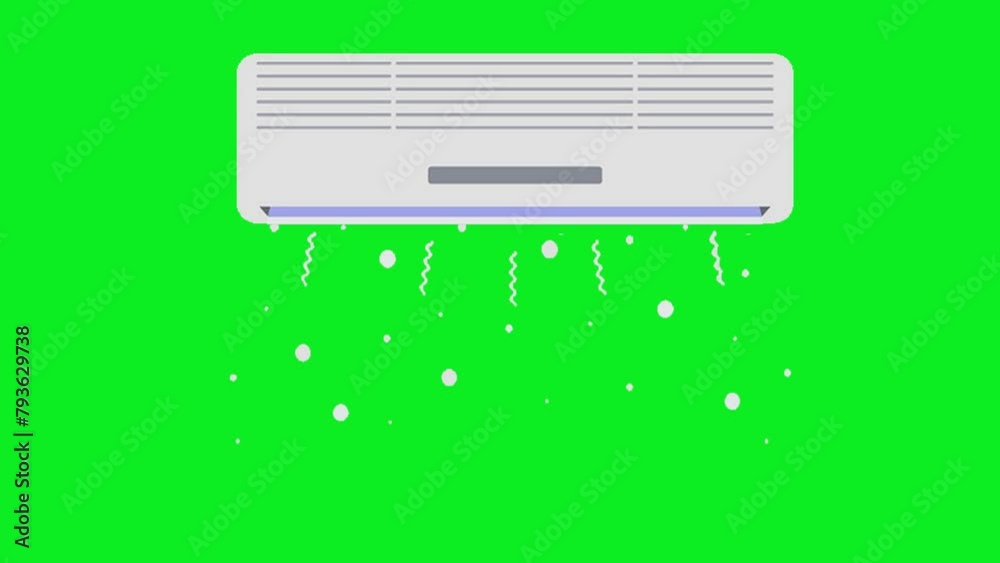 2d animated cartoon a flood and loop of the light wall air conditioner ...