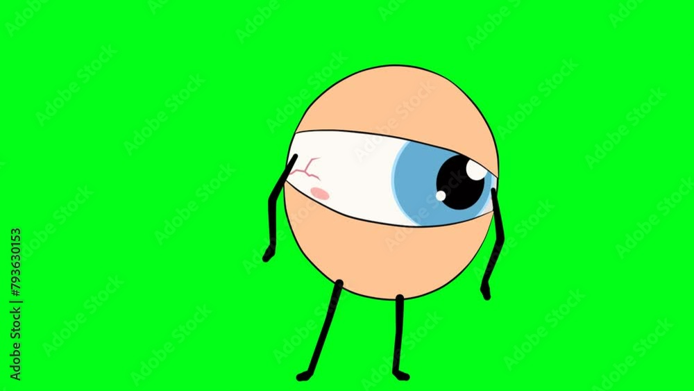 2d animated cartoon eye character Opening her eyes and eyelids and ...
