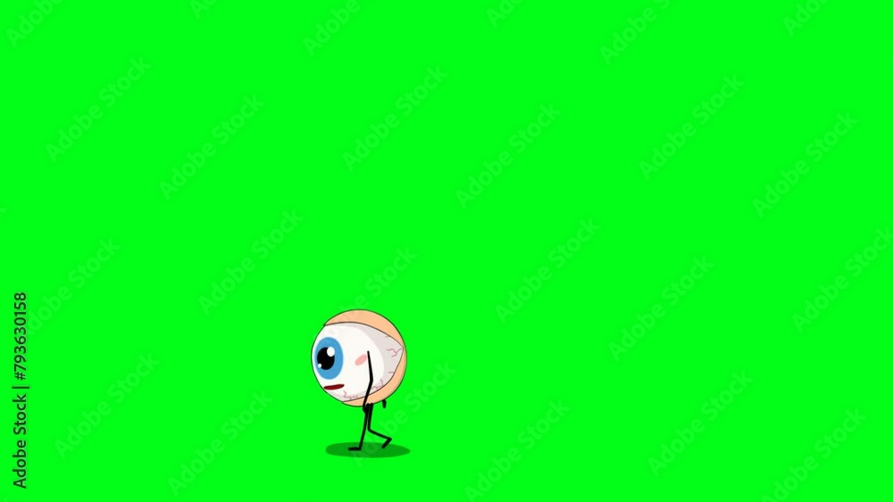 2d animated cartoon eye character Walking and watching and looking ...