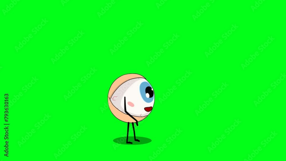 2d animated cartoon eye character Walking and watching and looking ...