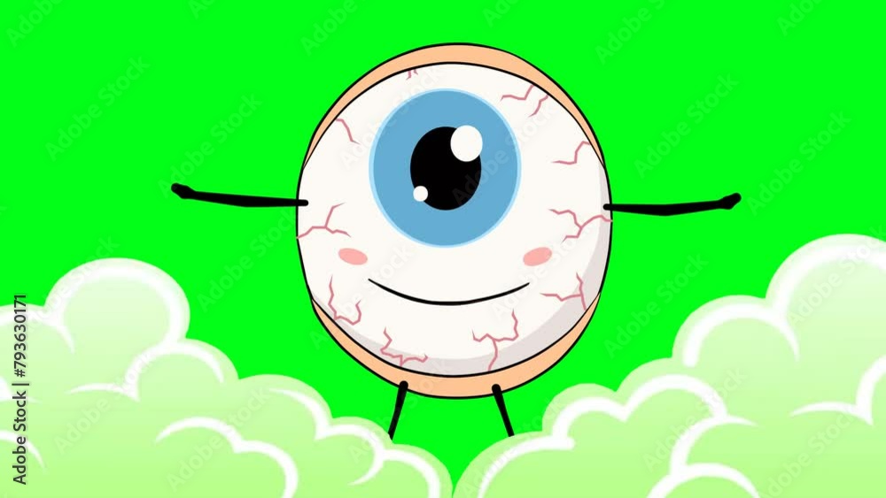 2d animated cartoon eye character his eyelids and eyes are open and he ...
