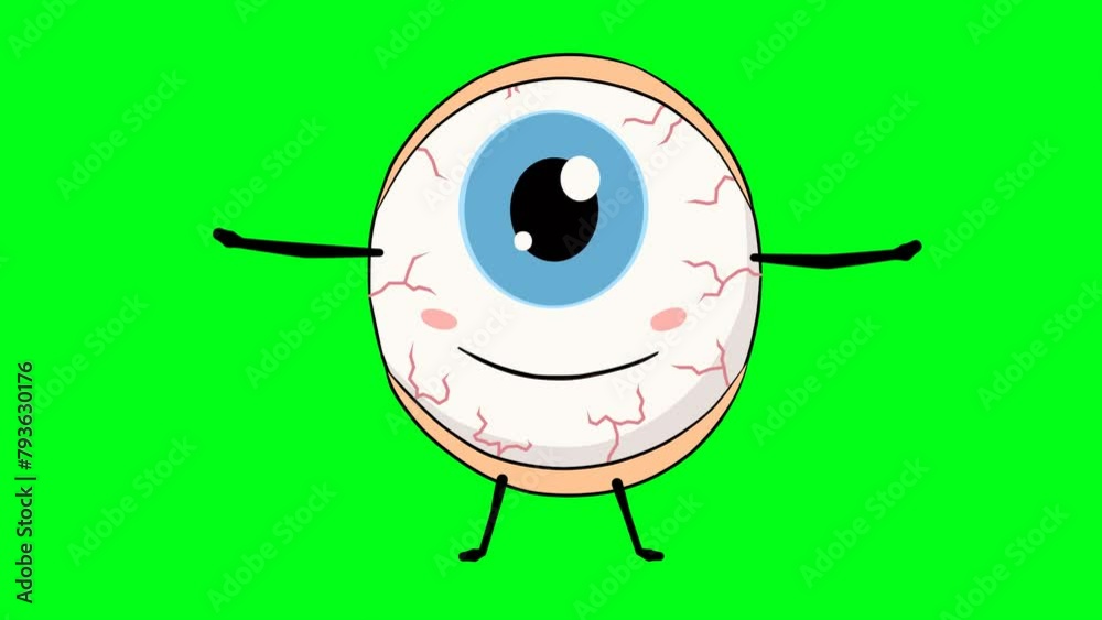 Video Stock 2d animated cartoon eye character his eyelids and eyes are ...