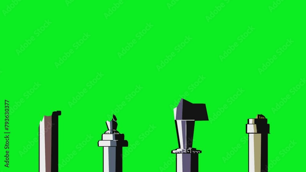 2d animated cartoon Statues or idols that are broken and eaten and fall ...