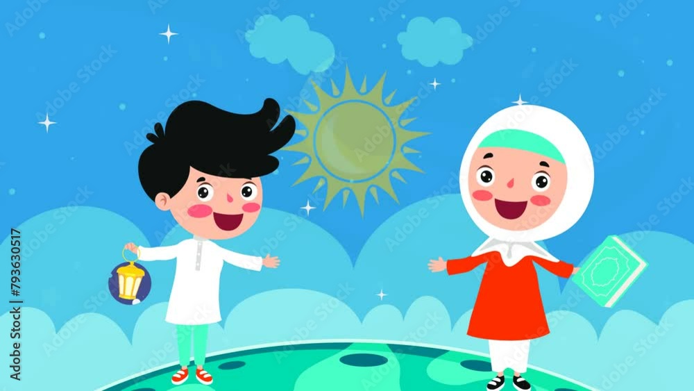 2d animated cartoon crescent-shaped moon that grows and shrinks and ...