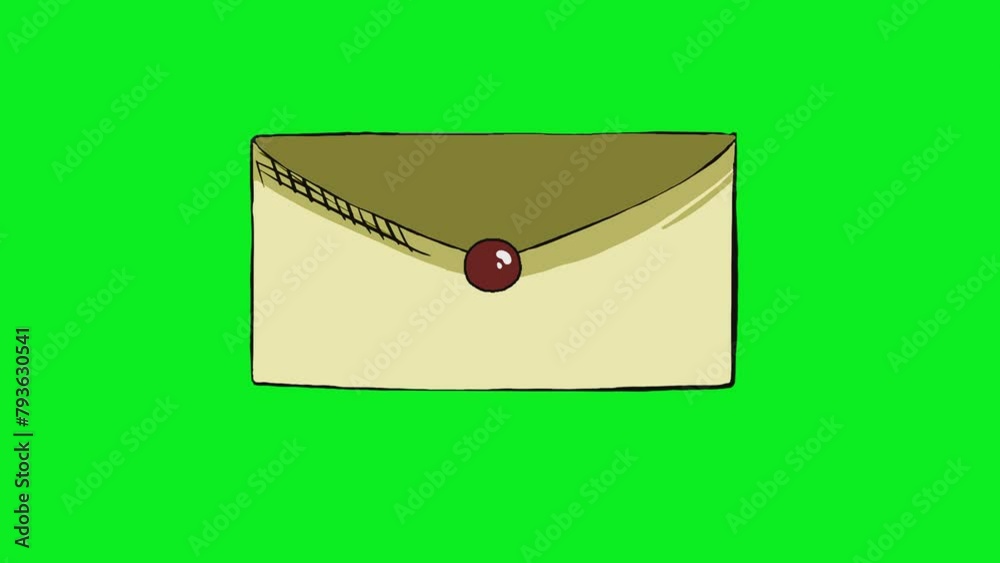 2d animated cartoon A envelope paper letter that is ready to be opened and turns upside down in ...