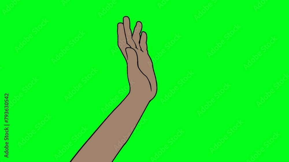 2d animated cartoon A black hand is shaking and defending itself, or ...