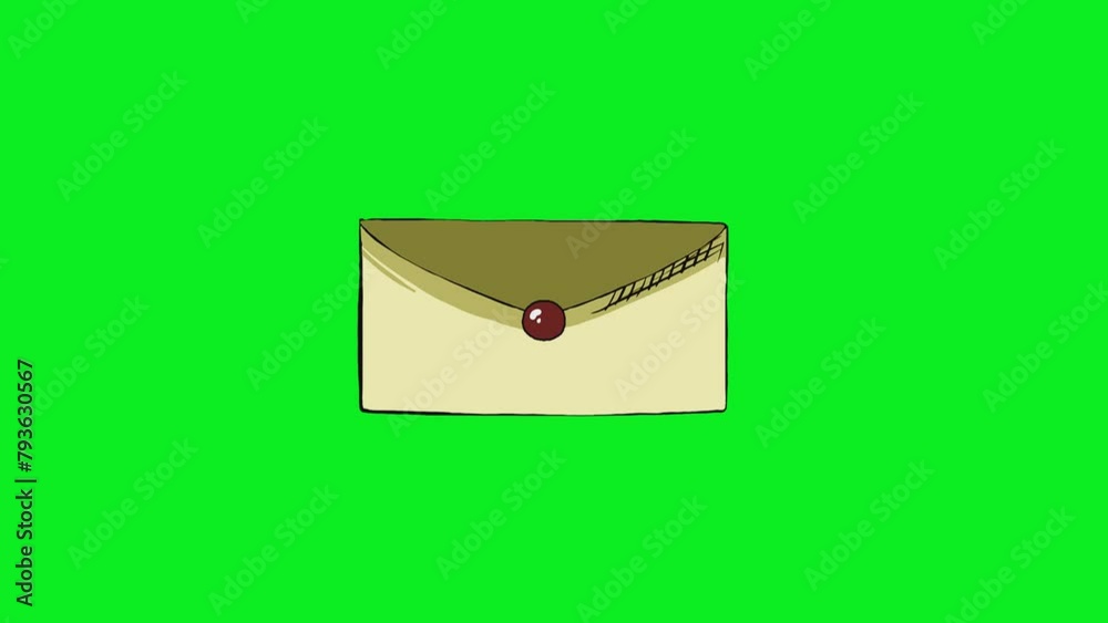 2d animated cartoon A envelope paper letter that is ready to be opened ...