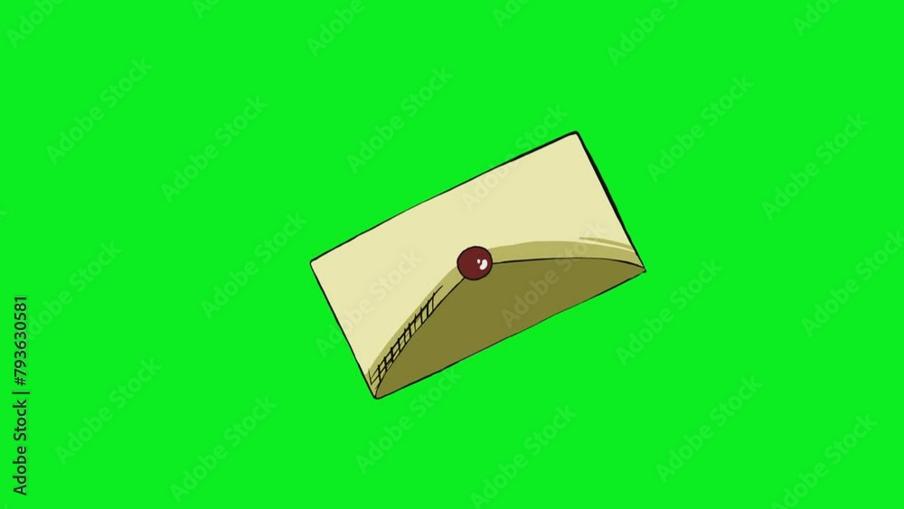 2d animated cartoon A envelope paper letter thatIt spins around is ...