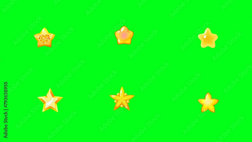 2d animated cartoon fantasy golden stars in the space of night sky and ...