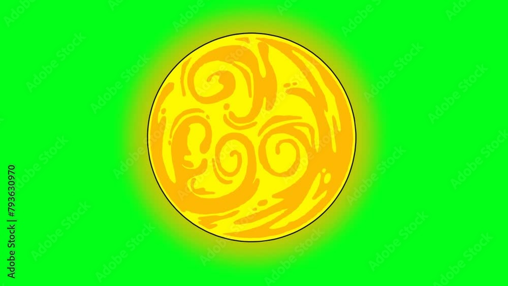 Vidéo Stock 2d animated real sun of the solar system is rotating around ...