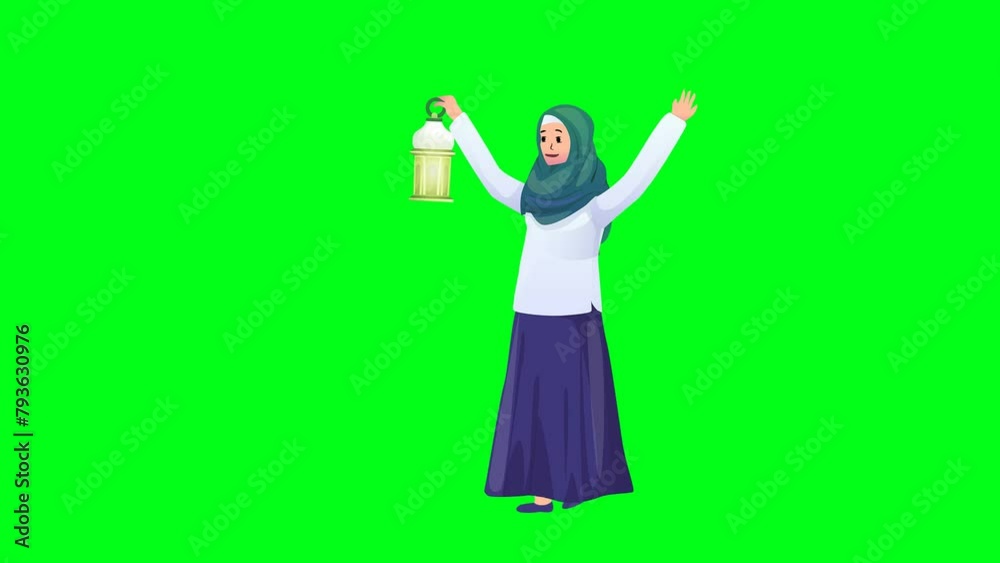 Vídeo do Stock: 2d animated cartoon sycle loop walking Muslim female ...