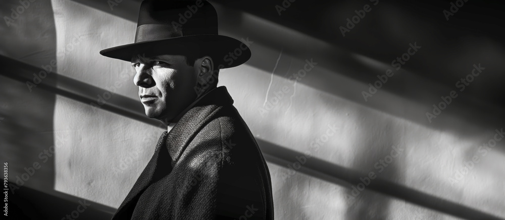 Enigmatic Middle-Aged Man in a Vintage Noir Themed image with Sharp ...