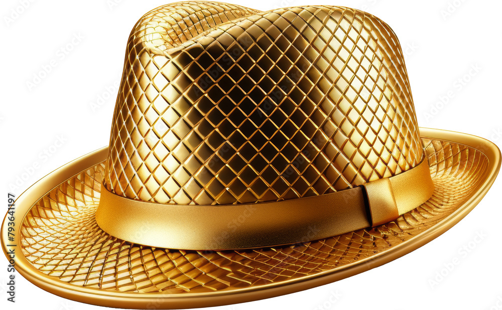 golden hat,hat made of gold ,cowboy hat isolated on white or ...