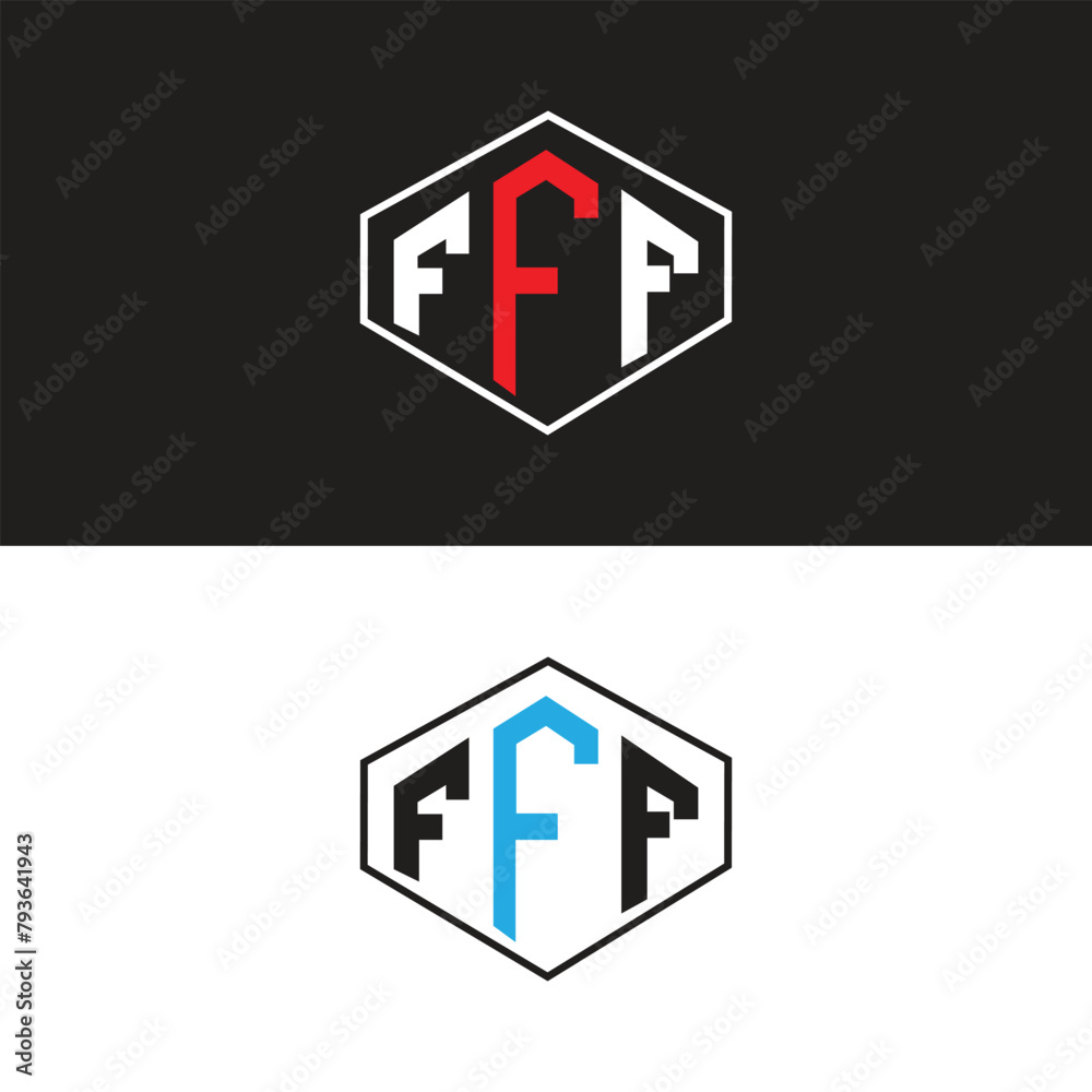 FFF letter logo design in six style. FFF polygon, circle, triangle ...