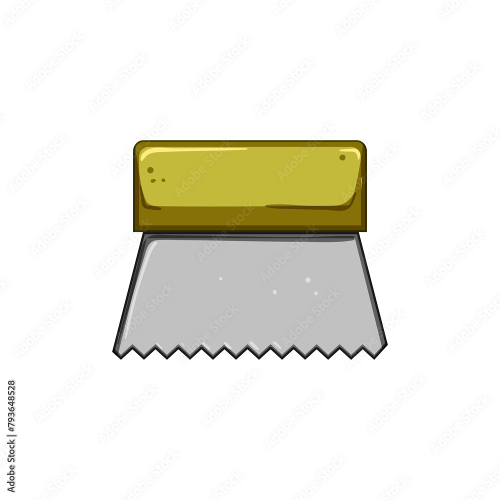 construction notched trowel cartoon. adhesive mortar, installation ...