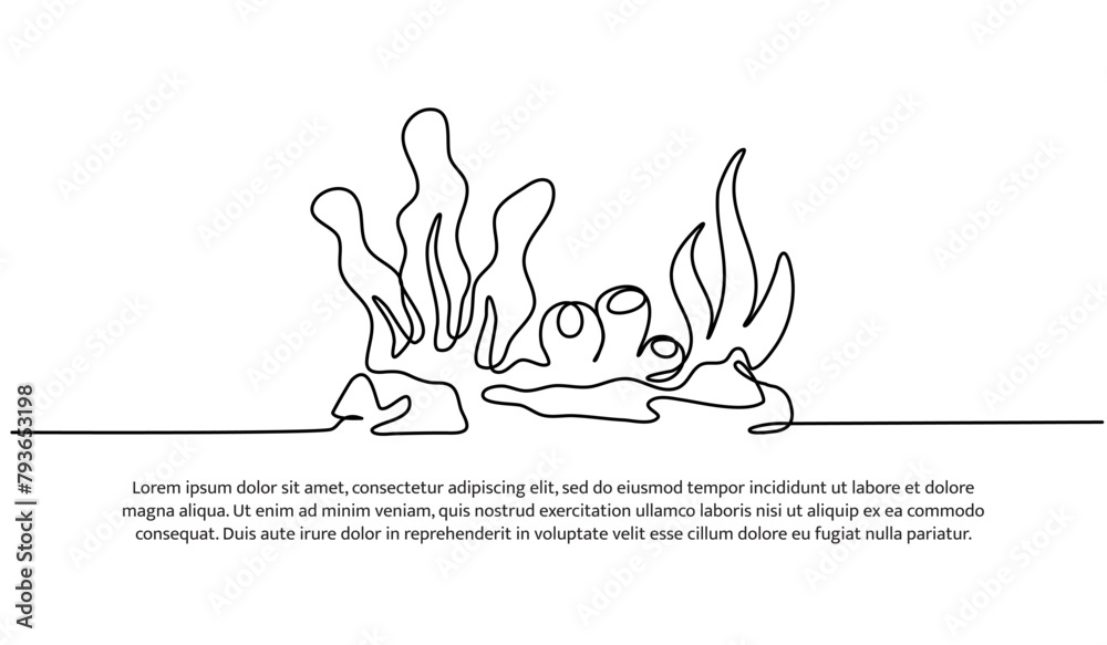 Continuous line design of world coral reef day. Single line decorative ...
