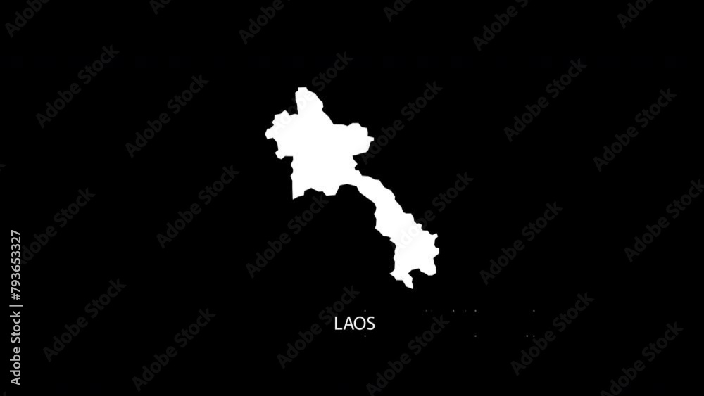 Stockvideo Digital revealing and zooming in on Laos Country Map Alpha ...