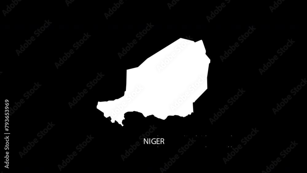 Digital revealing and zooming in on Niger Country Map Alpha video with ...