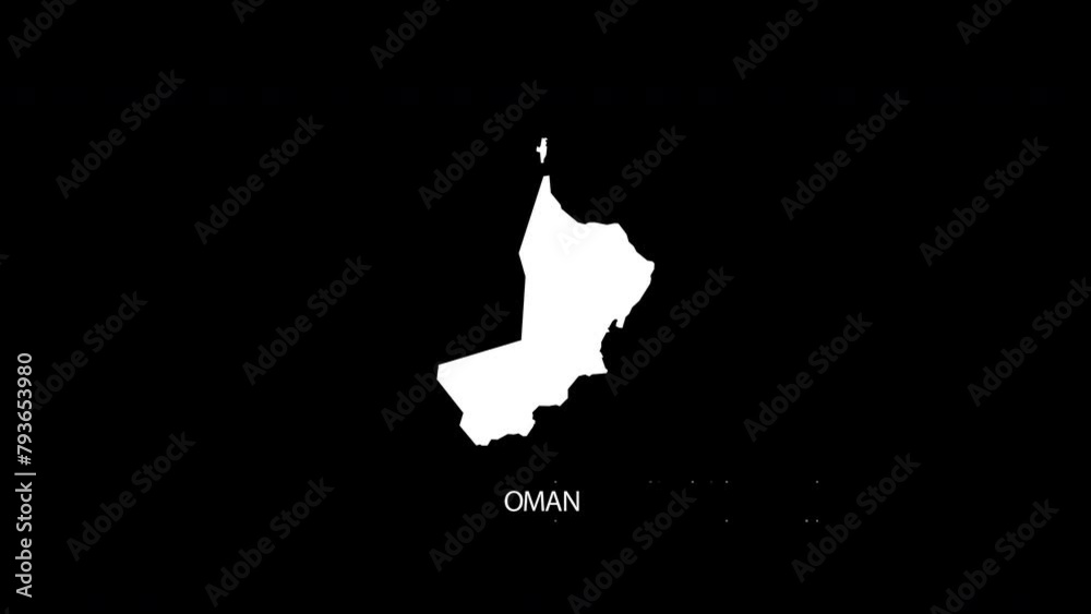 Digital revealing and zooming in on Oman Country Map Alpha video with ...
