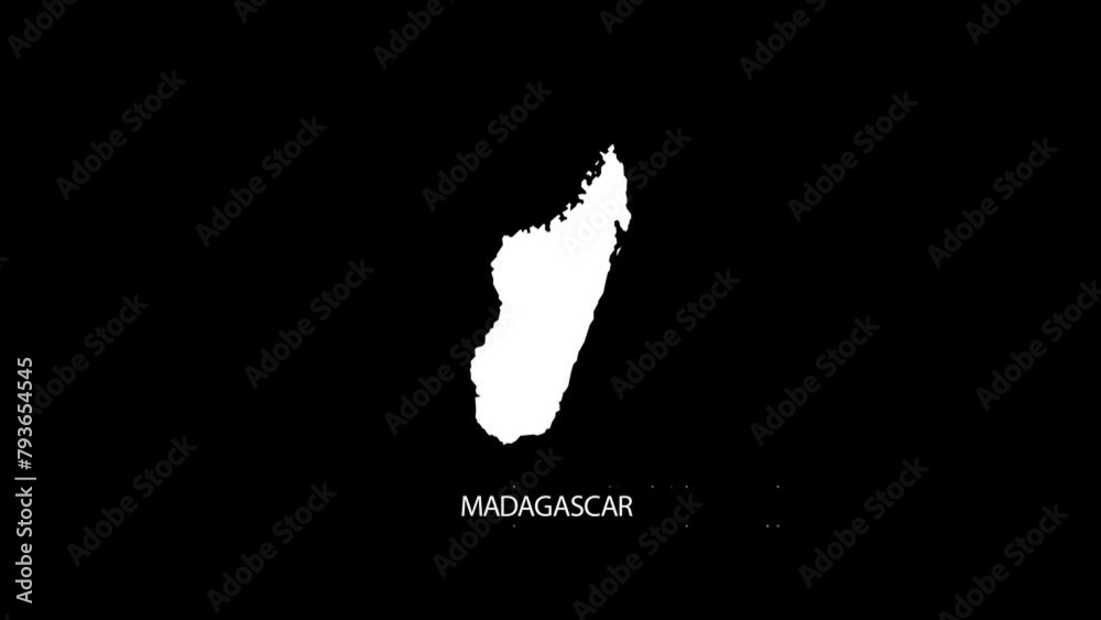 Digital revealing and zooming in on Madagascar Country Map Alpha video ...