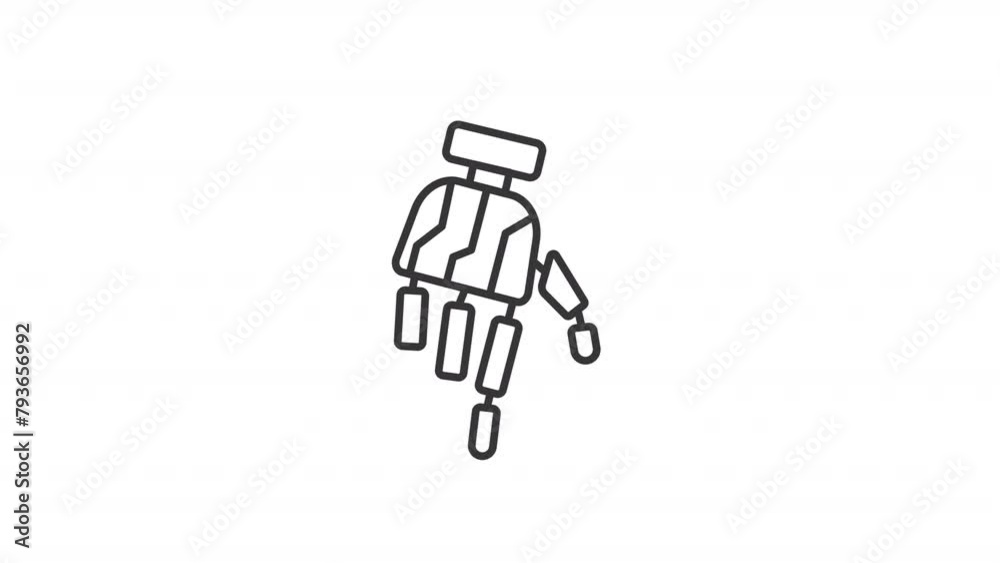 Animated bionic hand touch icon. Robotic hand touches water line ...
