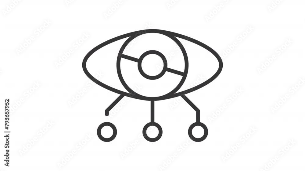 Ai surveillance line animation. Animated eye with network nodes icon ...