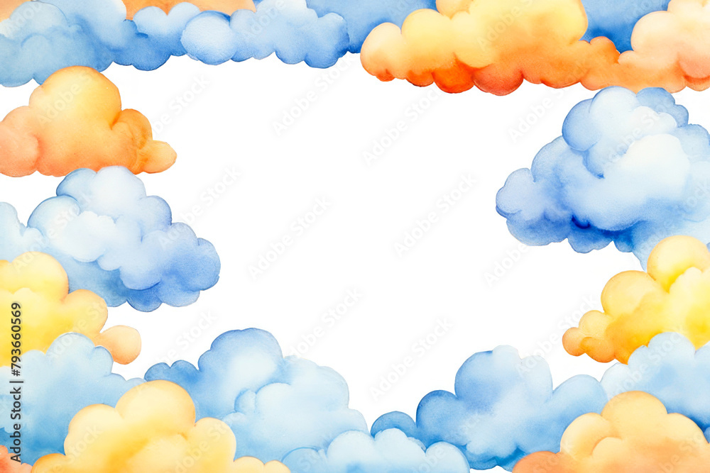 Fluffy clouds overlay banner border png, surrounded by all four sides ...