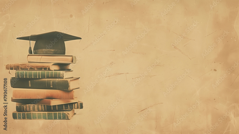 Vintage Academic Success - Stack of Classic Books Topped with ...