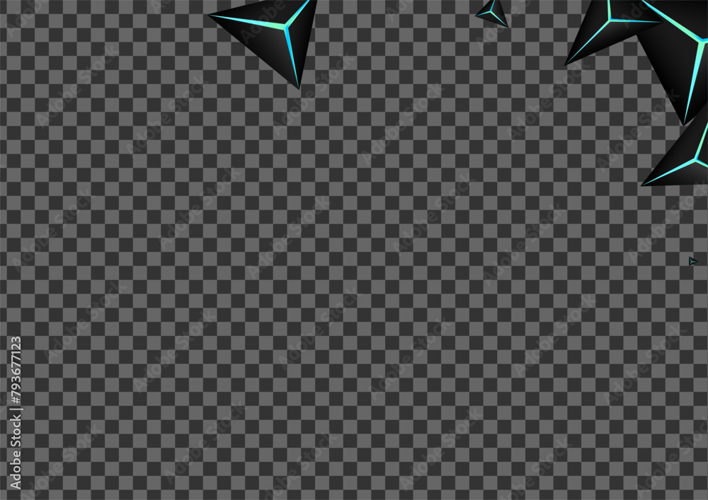 Obsidian Crystal Background Transparent Vector. Blue Neon Prism Shape ...