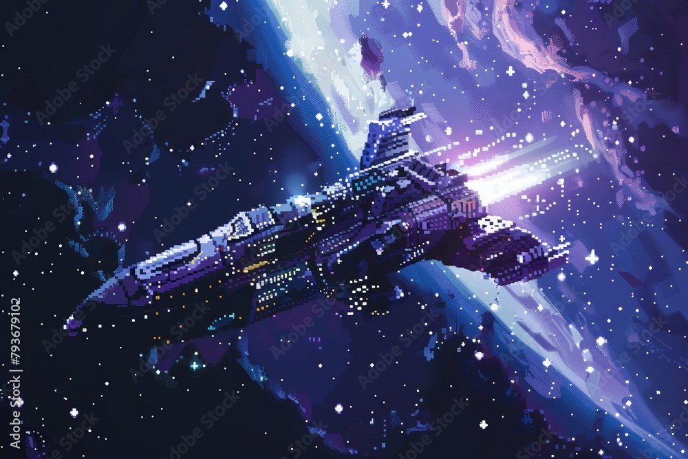 pixel art spaceship Stock Illustration | Adobe Stock