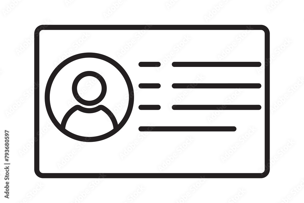 ID Card icon, vector. Identification card line icon. Driver's License ...