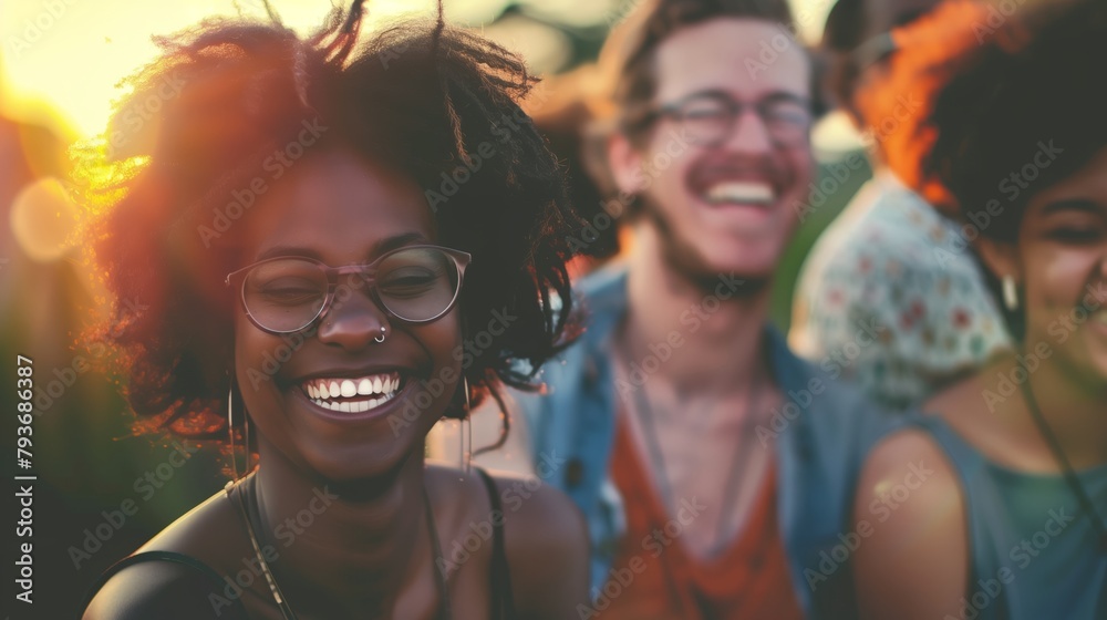 Diverse group of happy people bonding togethe. Cheerful glad optimistic ...