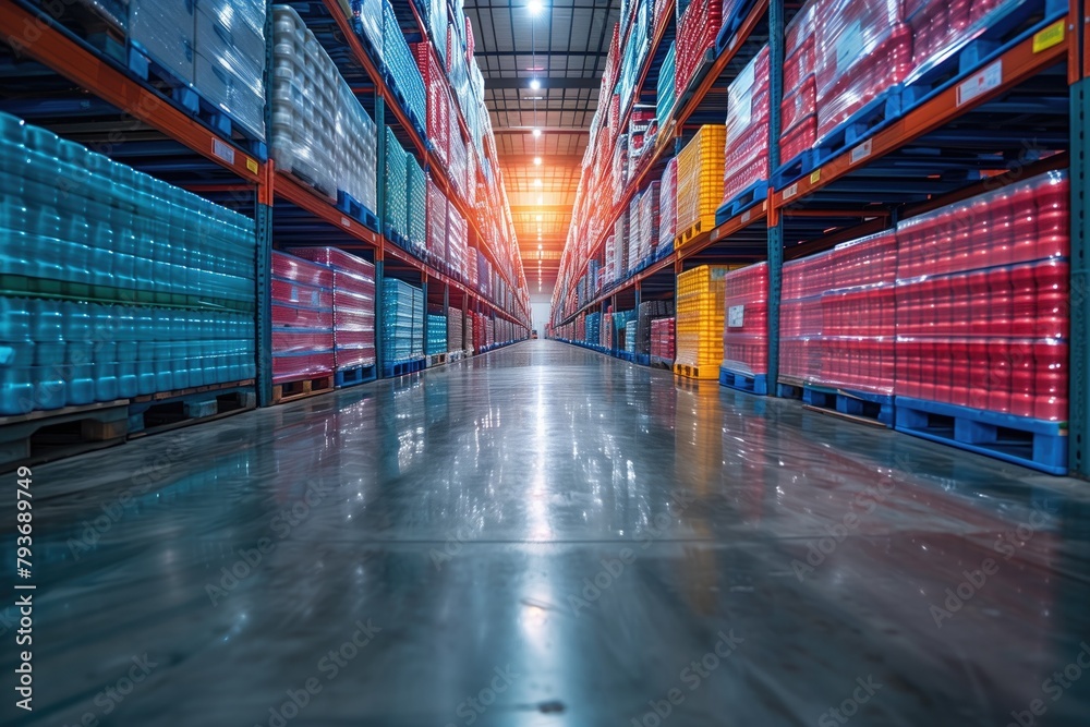 A high-tech warehouse equipped with AI-powered inventory management ...