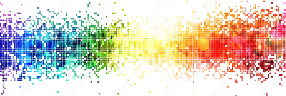 rainbow colored digital pixel art, modern design, isolated on white or ...