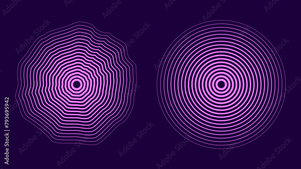 Concentric Circles Sound Wave Element. Color Rings. Circle Spin Target ...