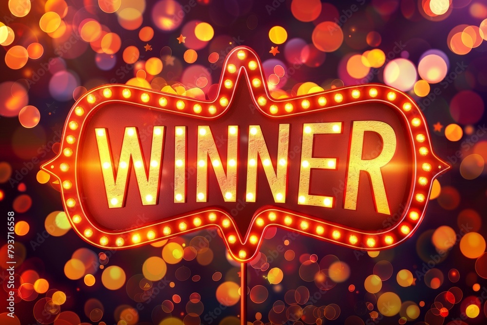 ภาพประกอบสต็อก Big Win in Casino creative poster. 3D retro-inspired ...