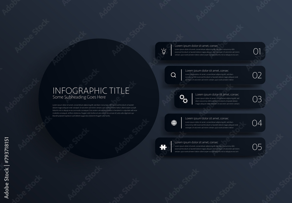 Dark 3D Infographics Menu Template Stock Template | Adobe Stock