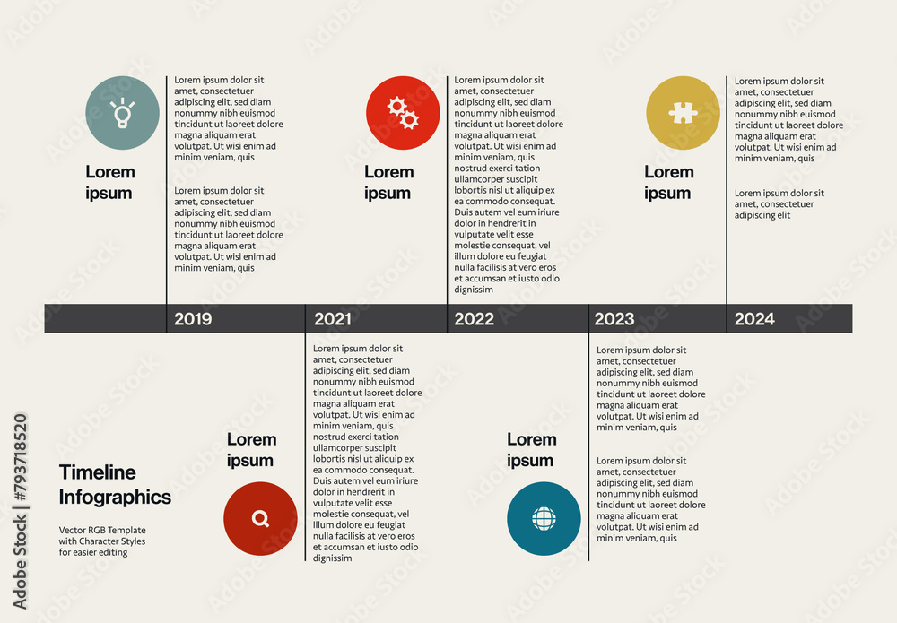 Minimal Timeline Horizontal Infographics Template Stock Template ...