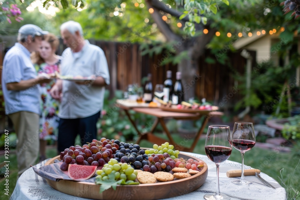 Foto de An intimate outdoor gathering featuring senior adults enjoying ...