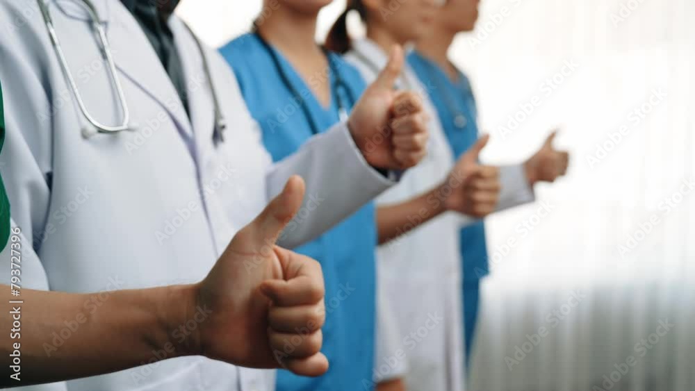 Vidéo Stock Professional team of medical staff stand in line together ...