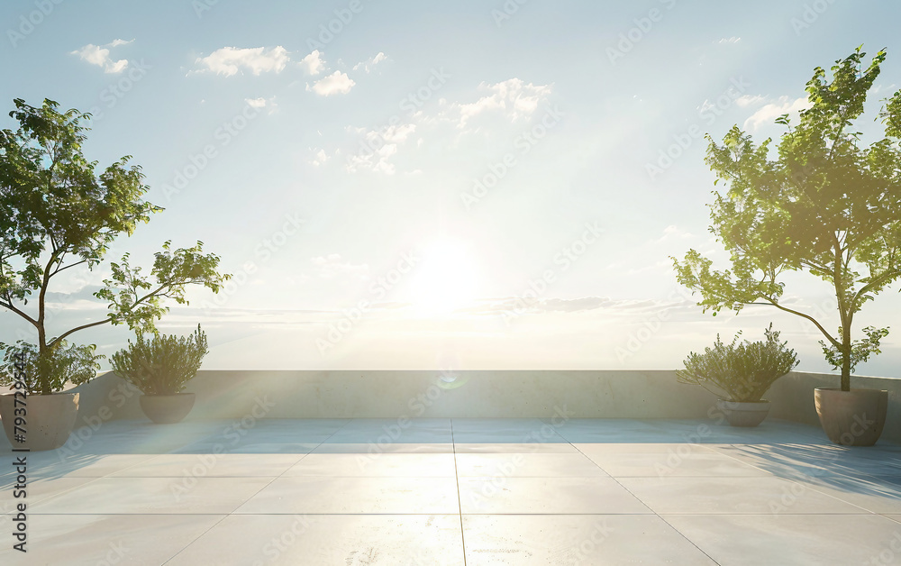 Rooftop Terrace Basking in Noon Rays isolated on transparent background ...