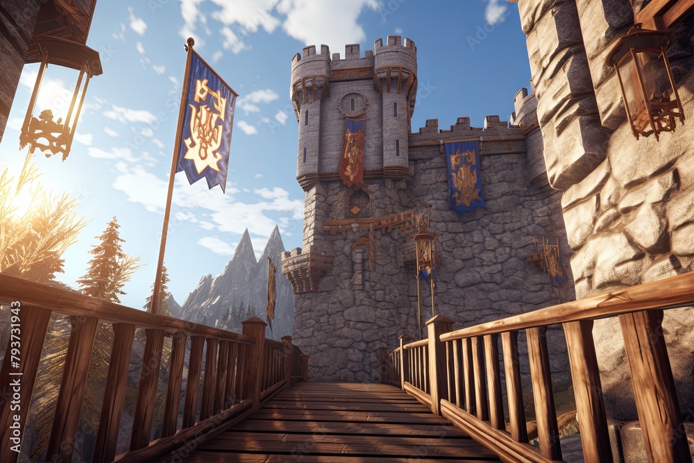 Interactive Heraldry Design in Medieval Castle VR Experiences Stock ...