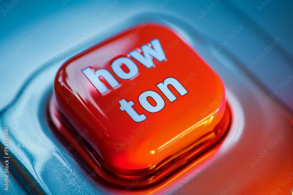 On a gray surface there are question marks and a blue sticker with the ...