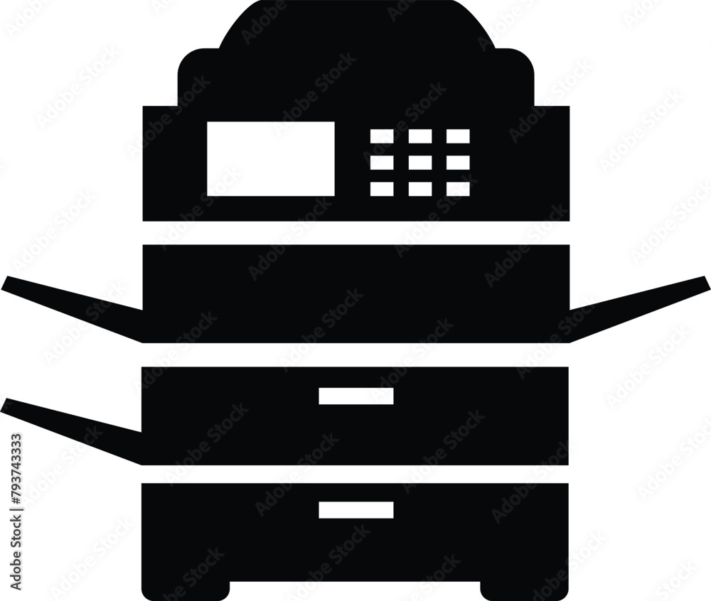 Copy machine icon. Office multifunction copier machine sign ...