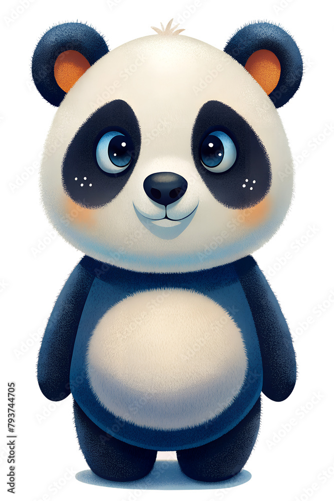 Cartoon style illustration, cute panda isolated on transparent ...