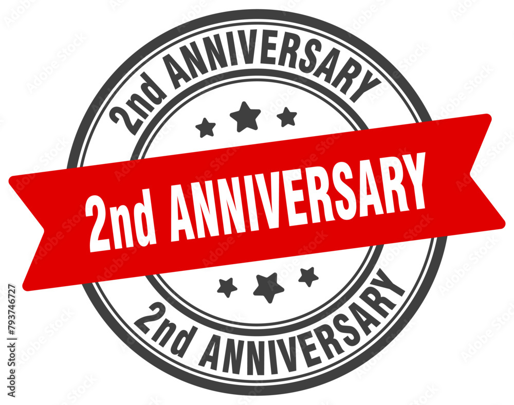 2nd anniversary stamp. 2nd anniversary label on transparent background ...